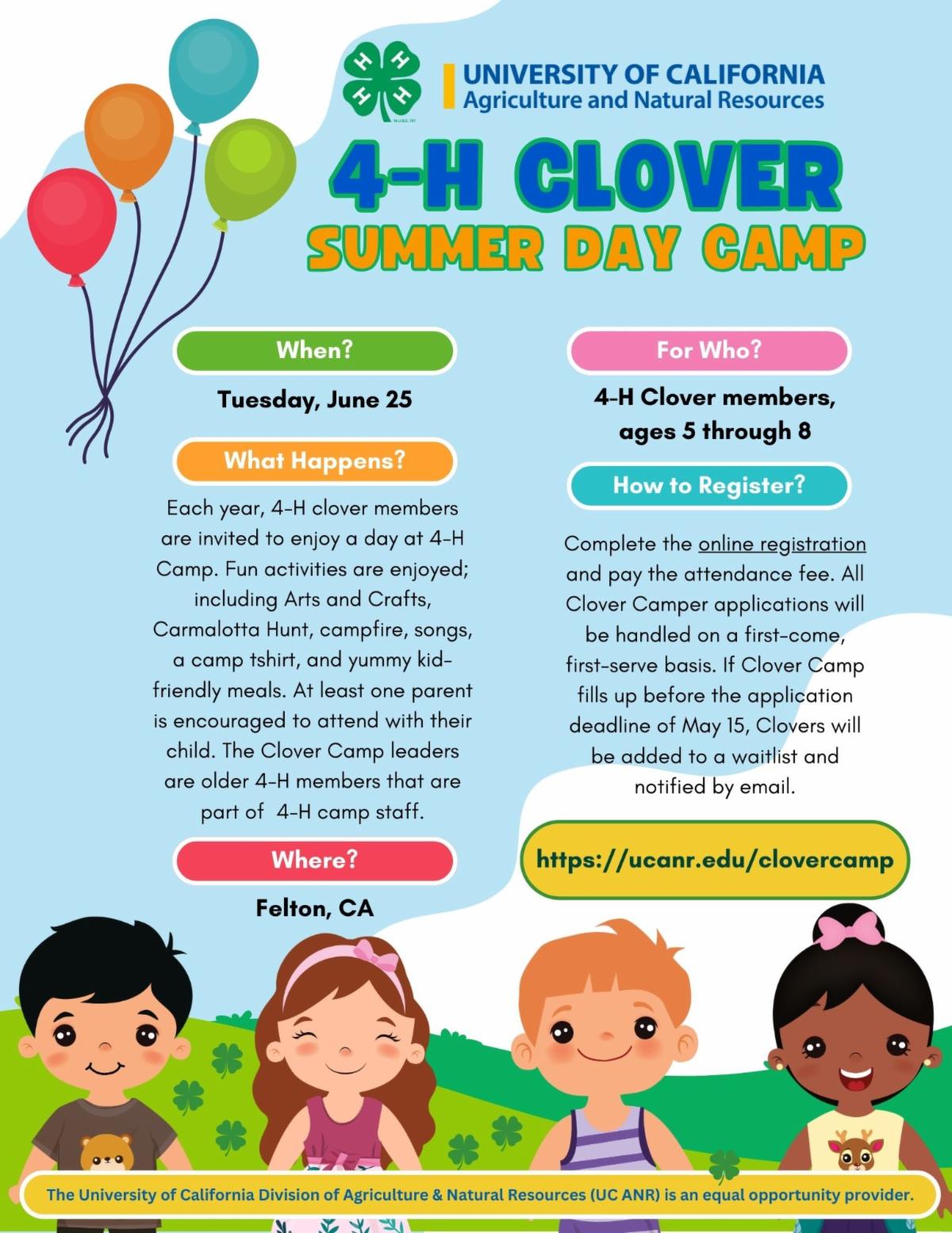 4-H Summer Sleepaway Camps (9-18) and Clover Day Camp (5-9) – East ...